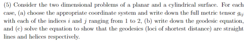 Solved (5) Consider the two dimensional problems of a planar | Chegg.com