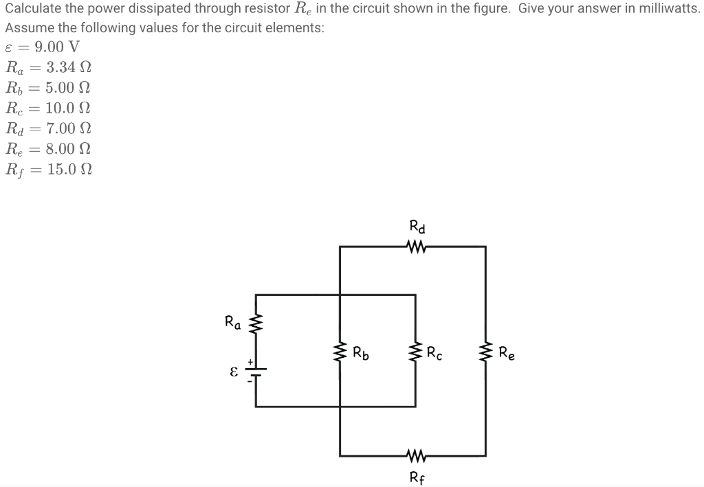 Solved Calculate the power dissipated through resistor Re in | Chegg.com
