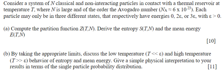 Solved Consider a system of N classical and non-interacting | Chegg.com