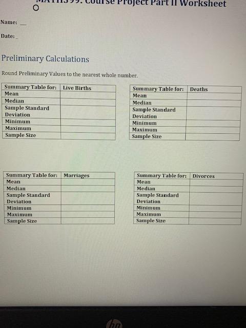 Solved Provisional Number of Live Births, Deaths, Marriages | Chegg.com