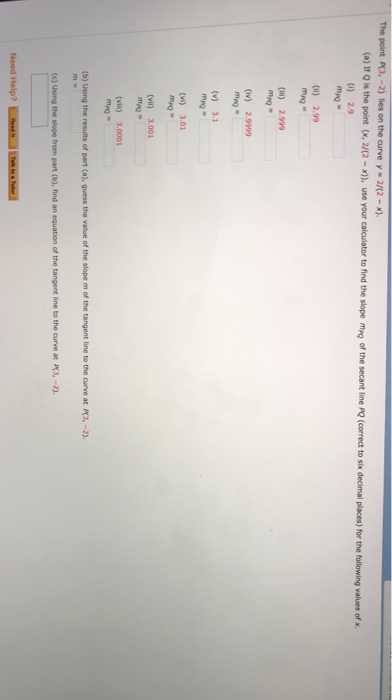 Solved Point P 3 2 Lies On The Curve Y 2 2 X O Ir Q