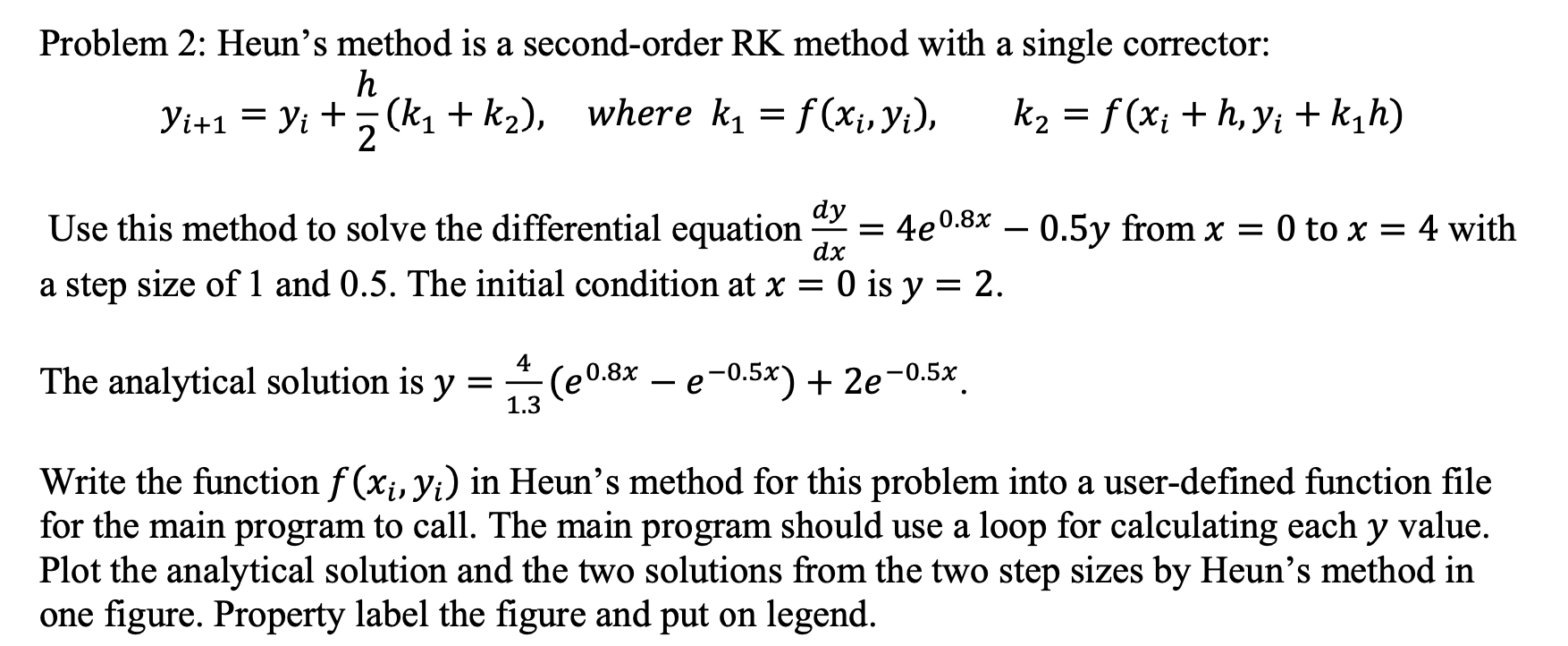 Solved Problem 2: Heun's method is a second-order RK method | Chegg.com