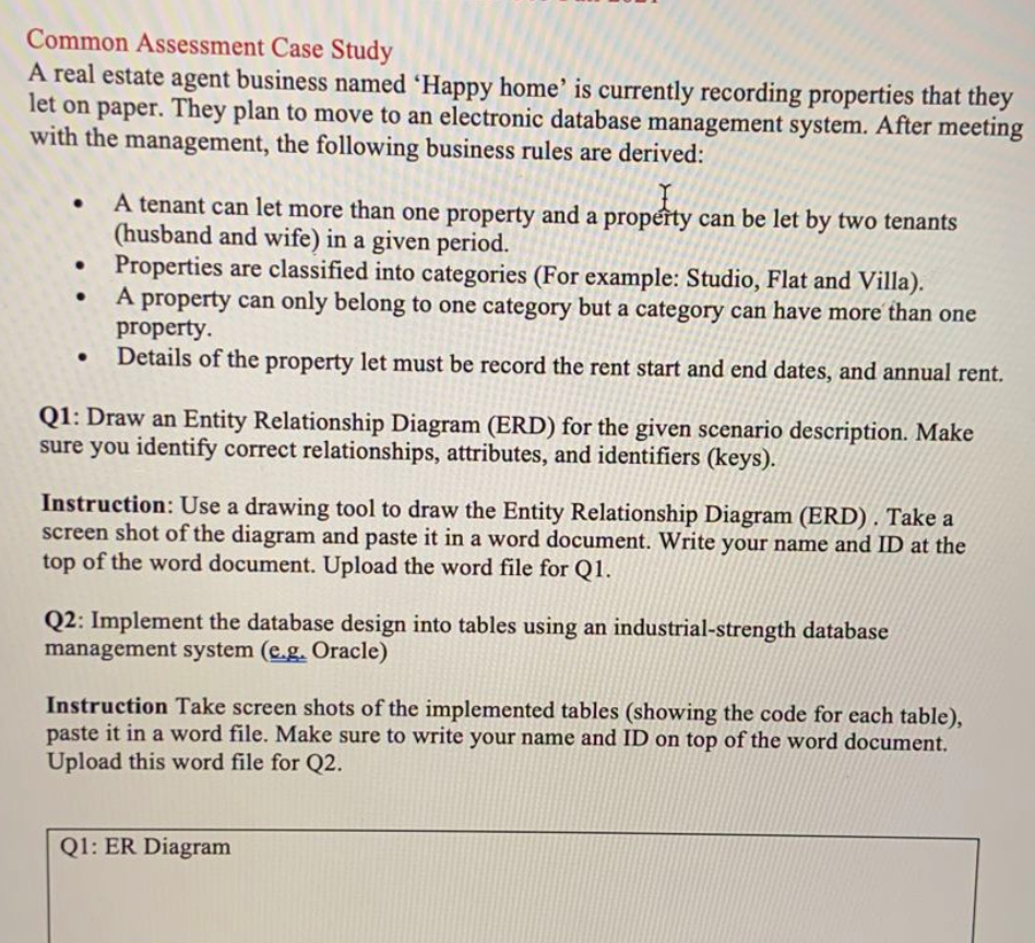 Solved Common Assessment Case Study A real estate agent | Chegg.com
