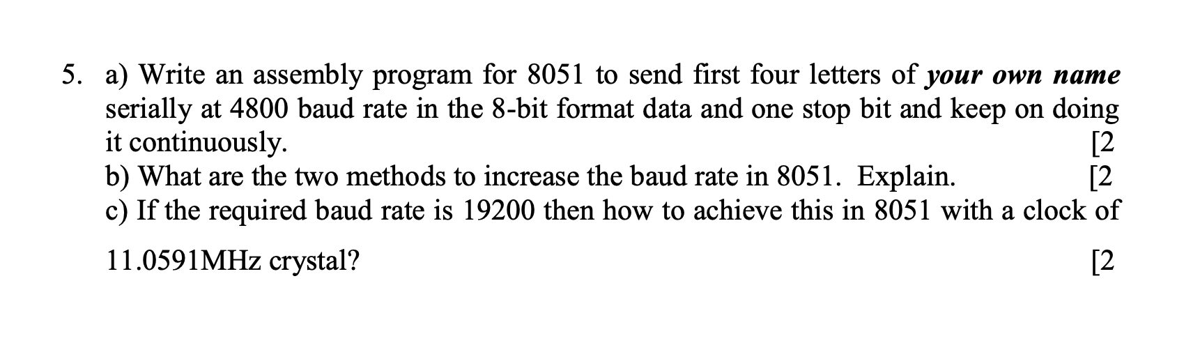 Solved A Write An Assembly Program For 8051 To Send First 8662