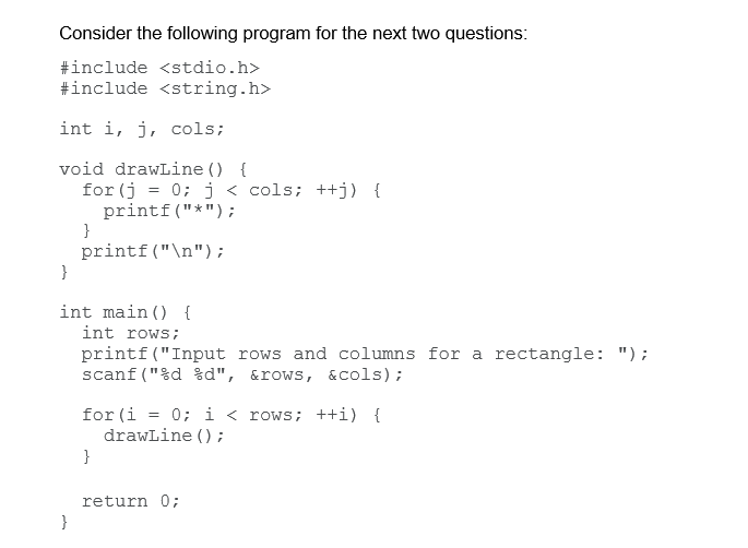Solved Consider the following program for the next two | Chegg.com