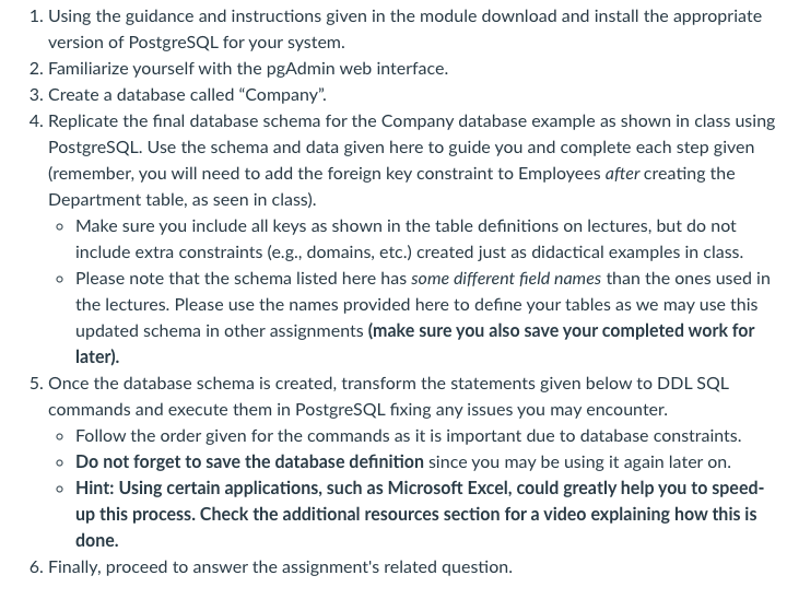 Solved 1. Using the guidance and instructions given in the | Chegg.com