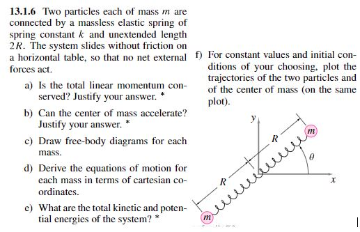 Solved 13.1.6 Two particles each of mass m are connected by | Chegg.com
