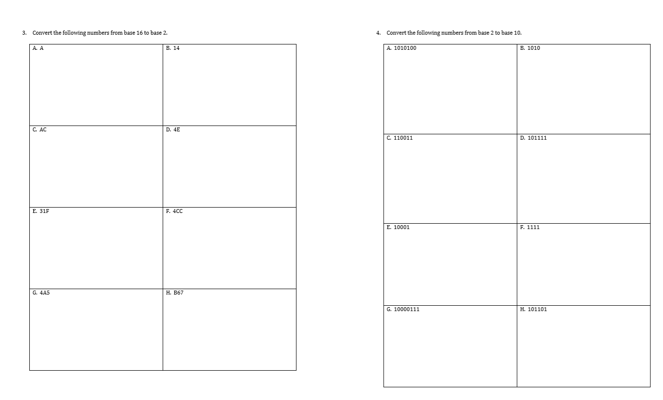 Solved Convert The Following Numbers From Base 16 To Base