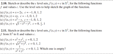 Solved 2.10. Sketch or describe the c level sets, f(x,y)=c | Chegg.com