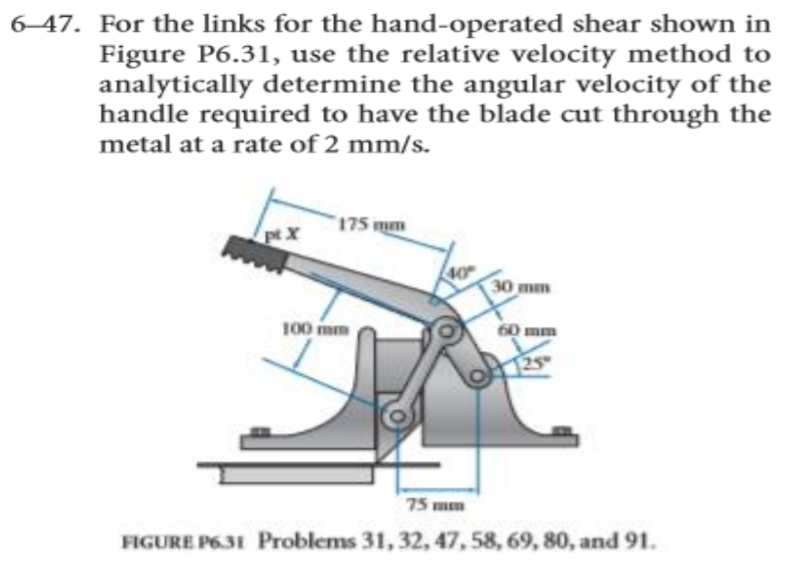 Solved 6–47. For the links for the hand-operated shear shown | Chegg.com
