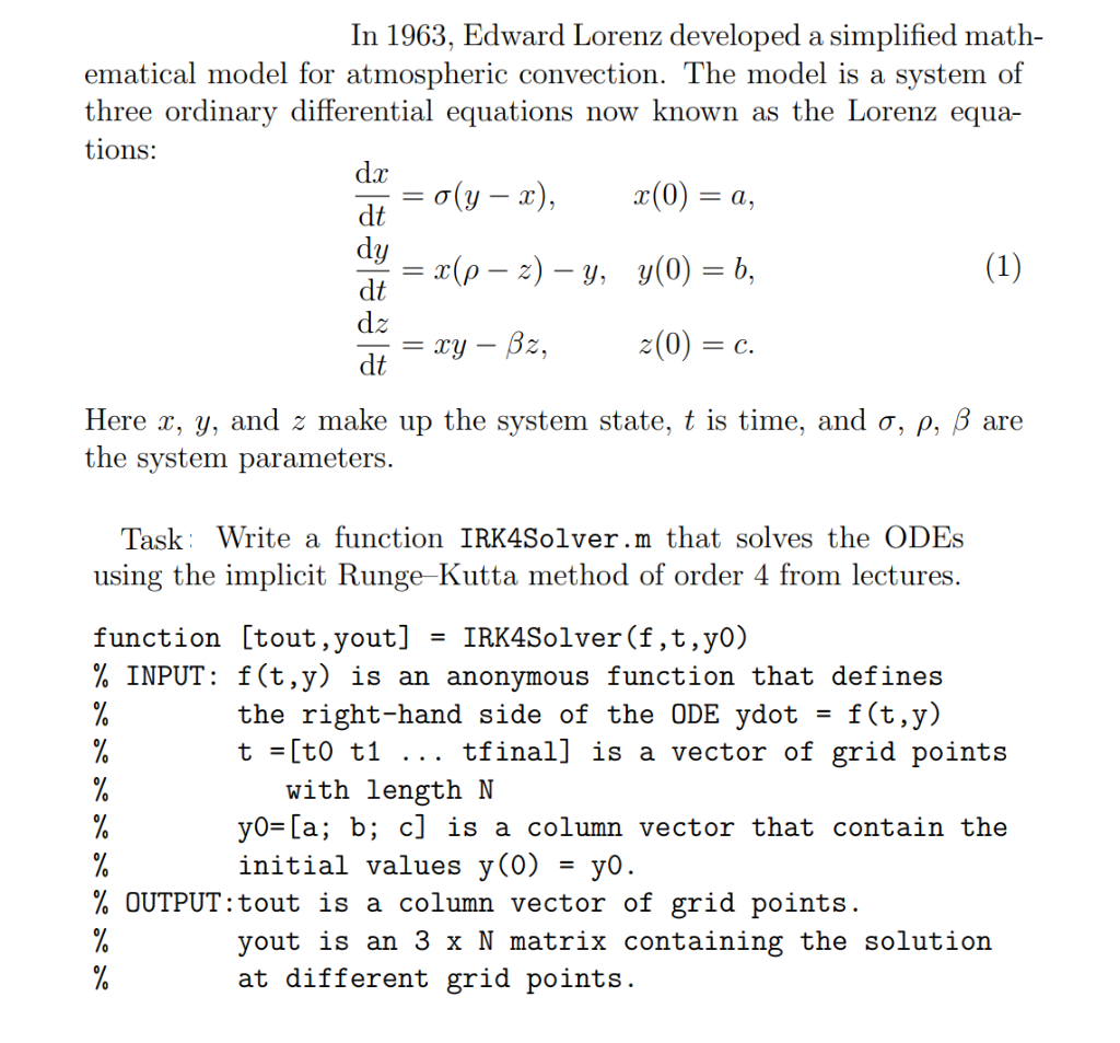 Solved In 1963, Edward Lorenz developed a simplified math- | Chegg.com
