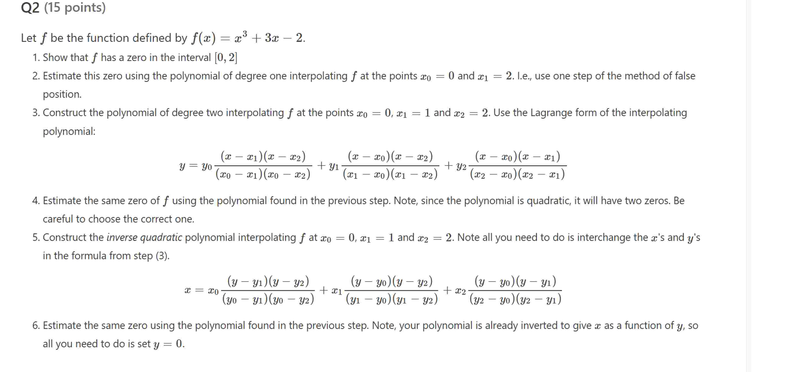 Solved Q2 (15 ﻿points)Let f be ﻿the function defined | Chegg.com