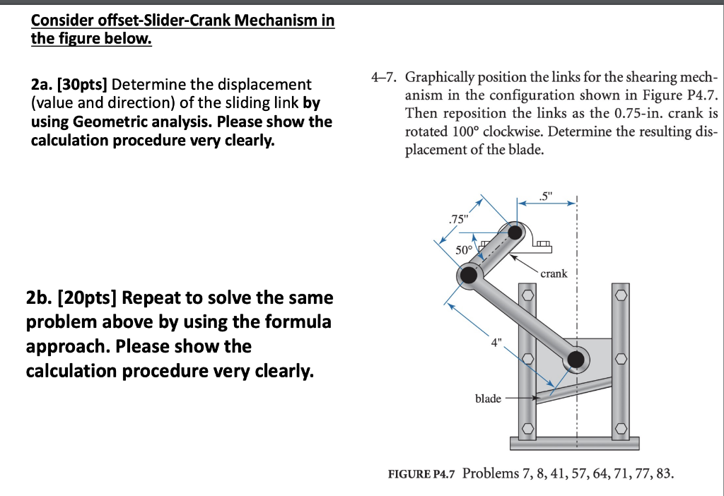 Solved Consider offset-Slider-Crank Mechanism in the figure | Chegg.com