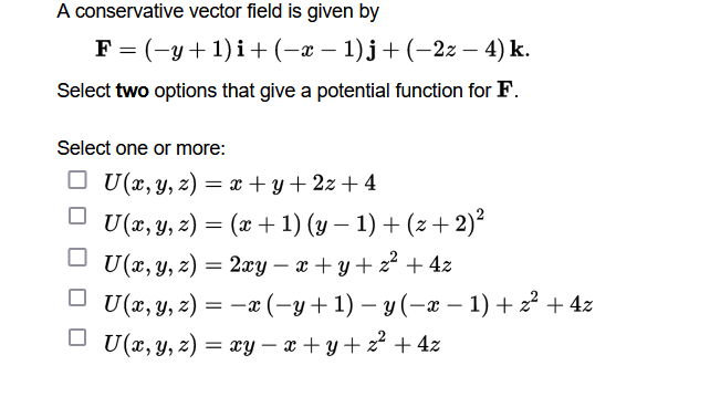Solved A conservative vector field is given by | Chegg.com