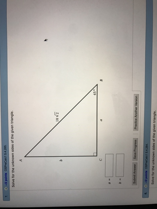Solved 7. -12 points OSPreCalc1 5.4.285. Solve for the | Chegg.com