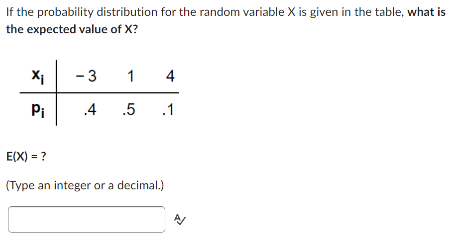 Solved If the probability distribution for the random | Chegg.com