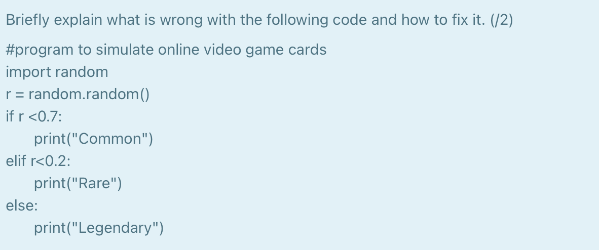 Solved Briefly explain what is wrong with the following code | Chegg.com