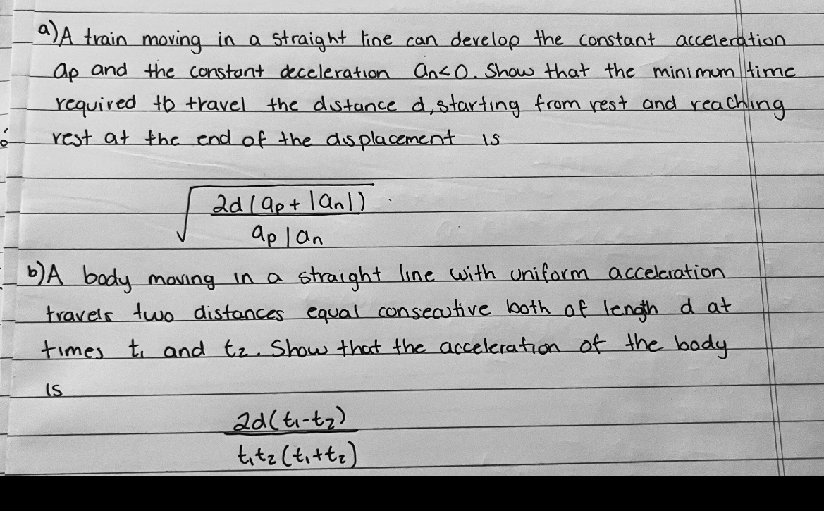 Solved a) A train moving in a straight line can develop the | Chegg.com