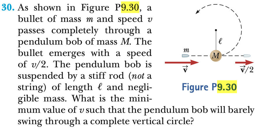 Solved 30. As shown in Figure P9.30, a bullet of mass m and | Chegg.com