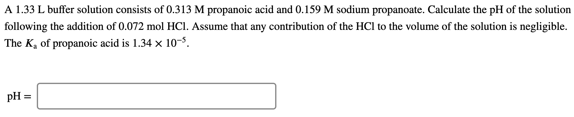Solved A 1.33 L buffer solution consists of 0.313 M | Chegg.com