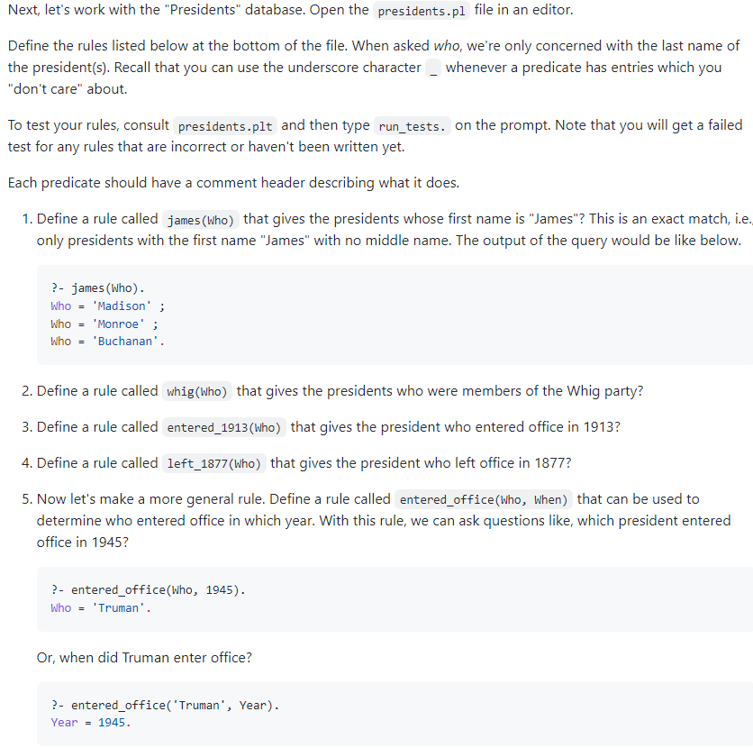 Solved Next, let's work with the "Presidents" database. Open | Chegg.com