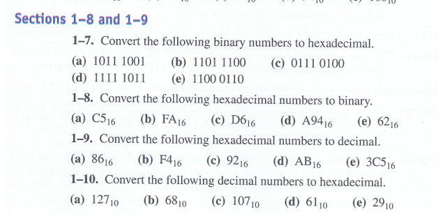 Solved Sections 1-8 and 1-9 1-7. Convert the following | Chegg.com