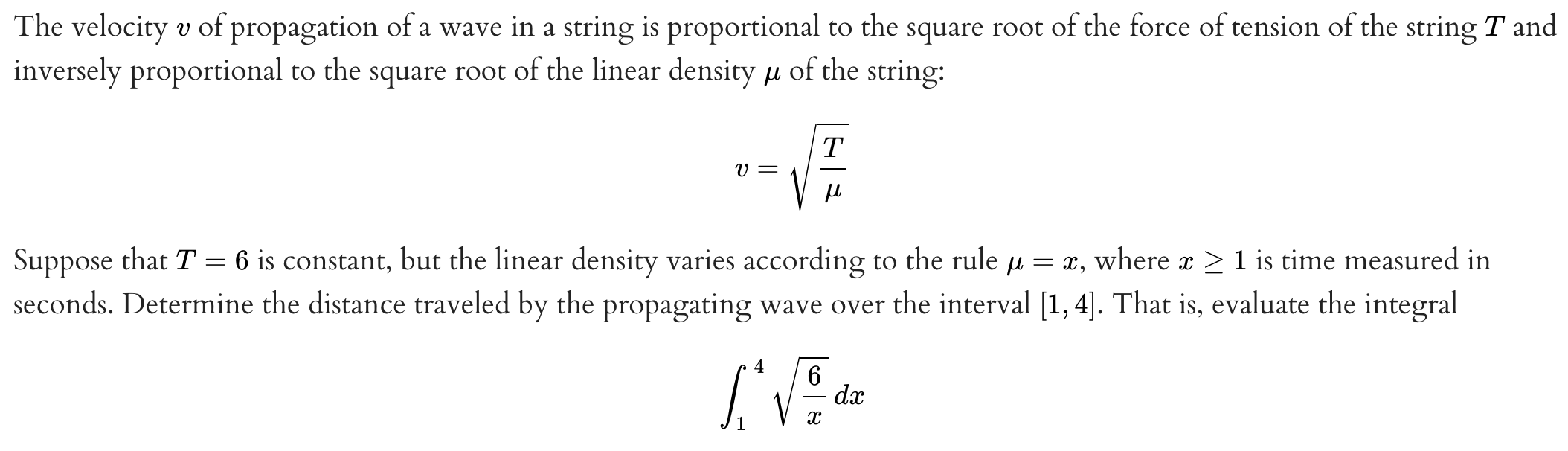 Solved The velocity v of propagation of a wave in a string | Chegg.com