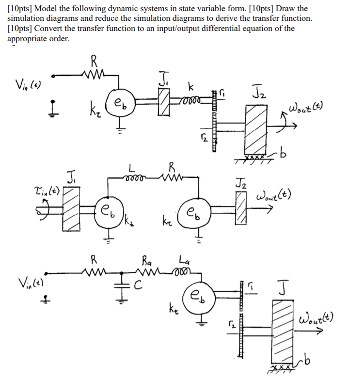 [10pts] Model the following dynamic systems in state | Chegg.com