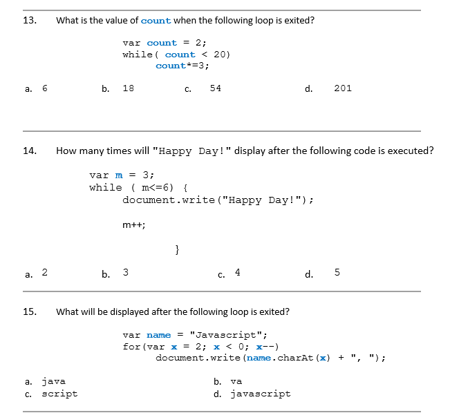 Solved 13. . What is the value of count when the following | Chegg.com
