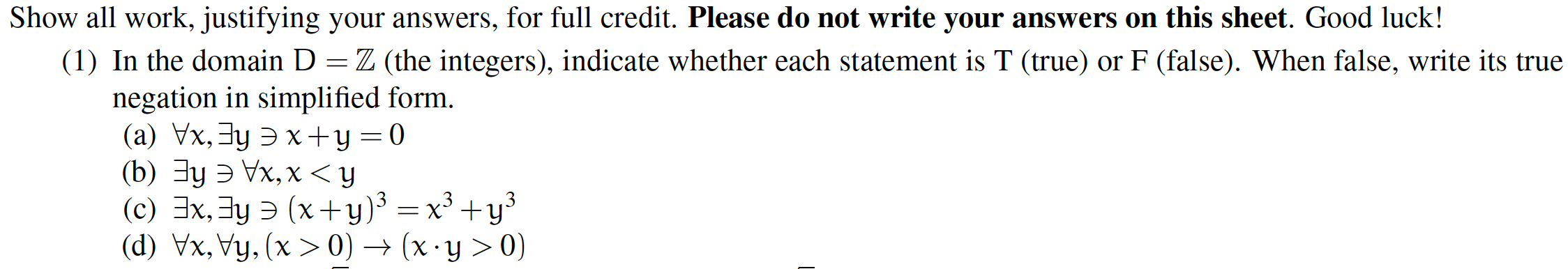 Solved Show all work, justifying your answers, for full | Chegg.com