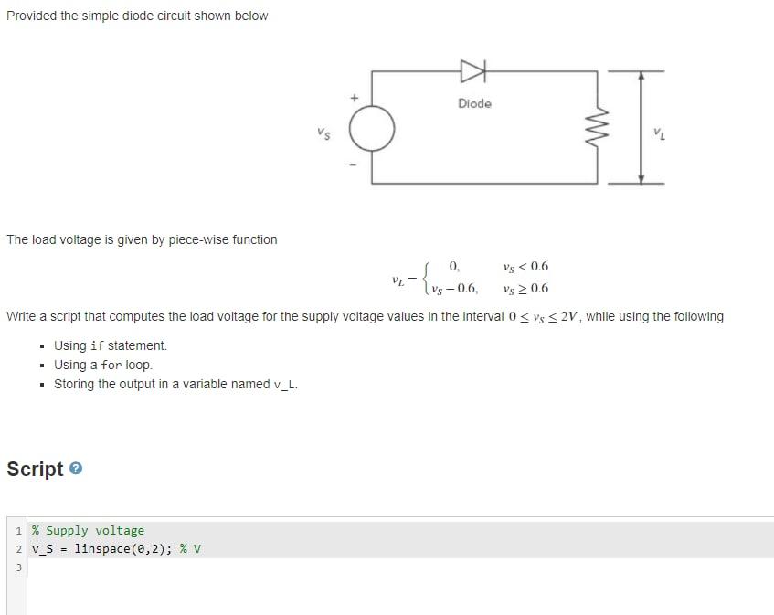 Solved Provided the simple diode circuit shown below Diode | Chegg.com