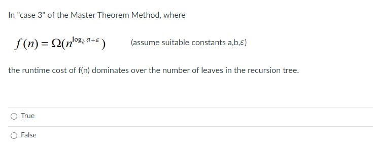 Solved In "case 3" of the Master Theorem Method, where | Chegg.com