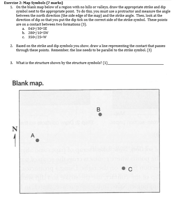 Solved Exercise 2: Map Symbols (7 marks) 1. On the blank map | Chegg.com