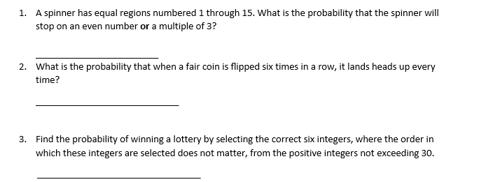 Solved 1. A spinner has equal regions numbered 1 through 15. | Chegg.com