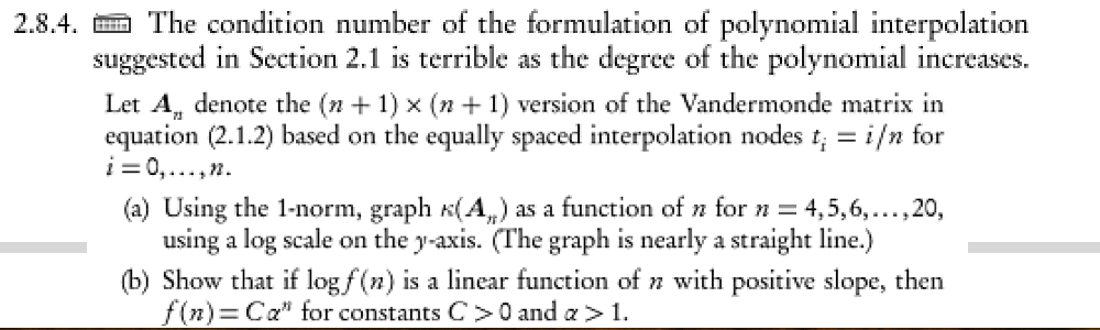 The condition number of the formulation of polynomial | Chegg.com