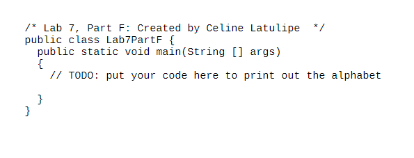 Solved /* Lab 7, Part E: Created by Celine Latulipe public | Chegg.com