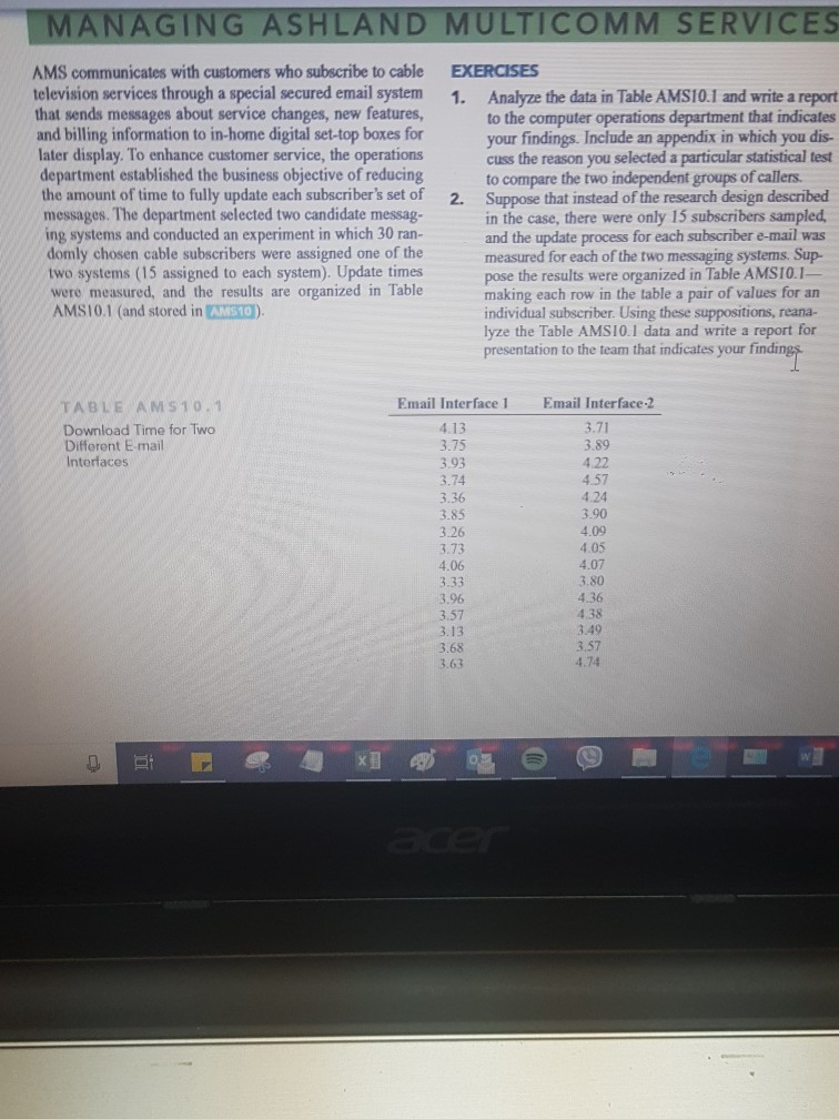 MANAGING ASHLAND MULTICOMM SERVICES AMS communicates | Chegg.com