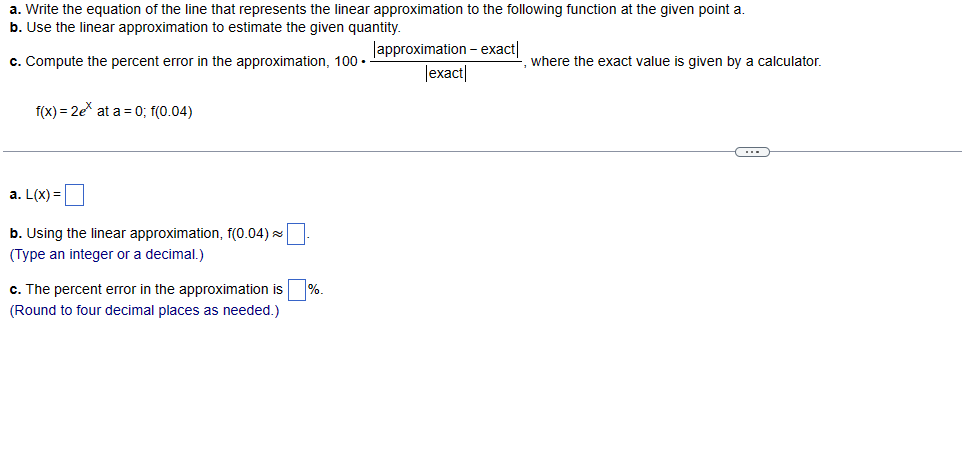 Solved c. Compute the percent error in the approximation, | Chegg.com