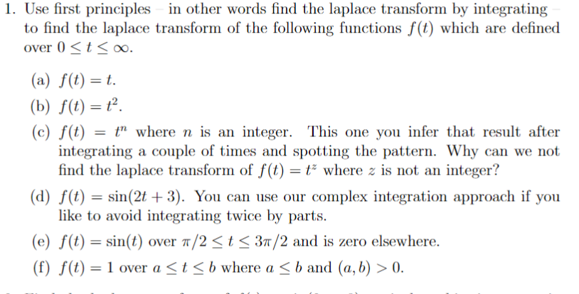 Solved 1. Use first principles in other words find the | Chegg.com