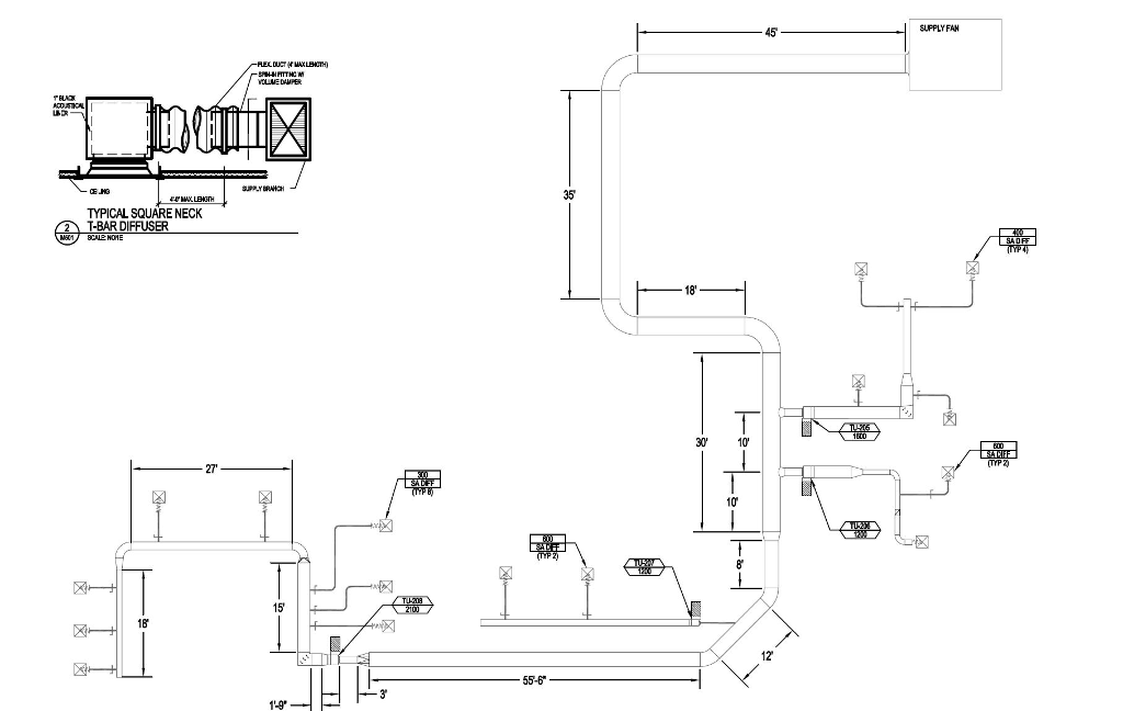 1. Size the medium pressure ductwork to the terminal | Chegg.com