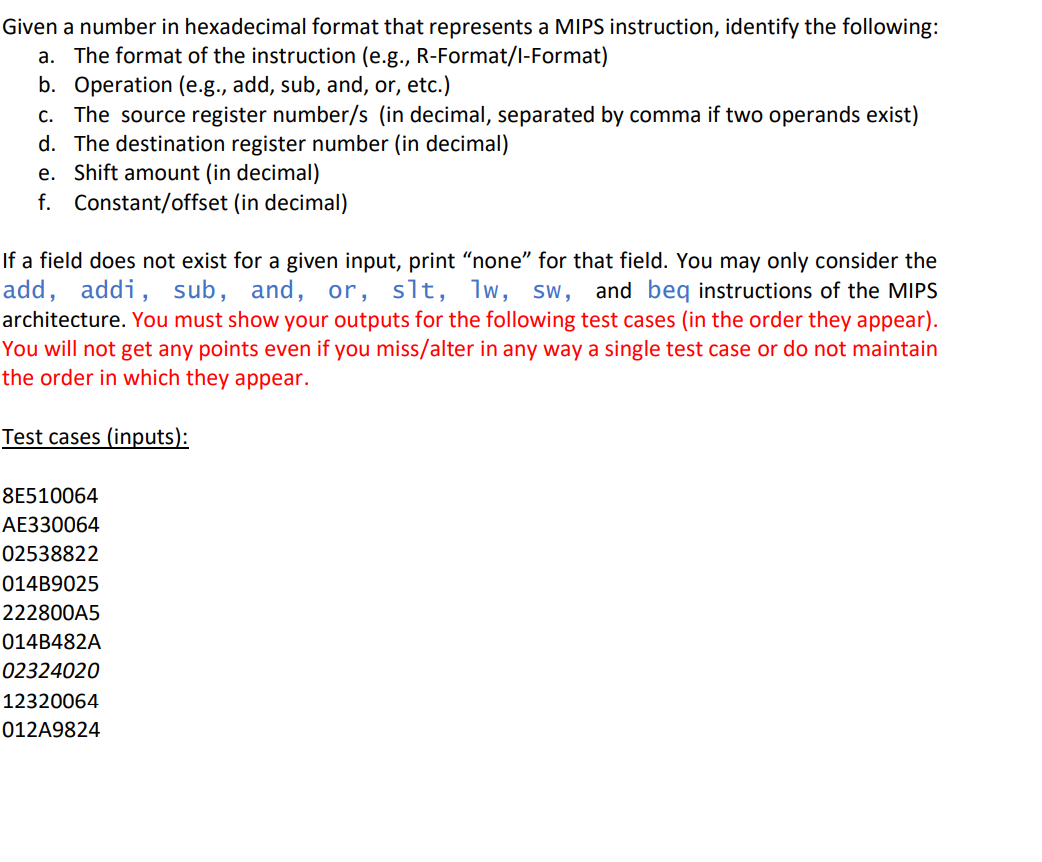 Solved Given a number in hexadecimal format that represents | Chegg.com