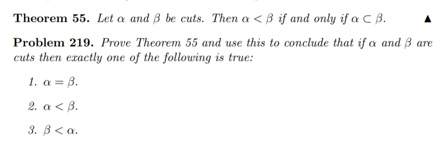 Solved Theorem 55. Let a and ß be cuts. Then a