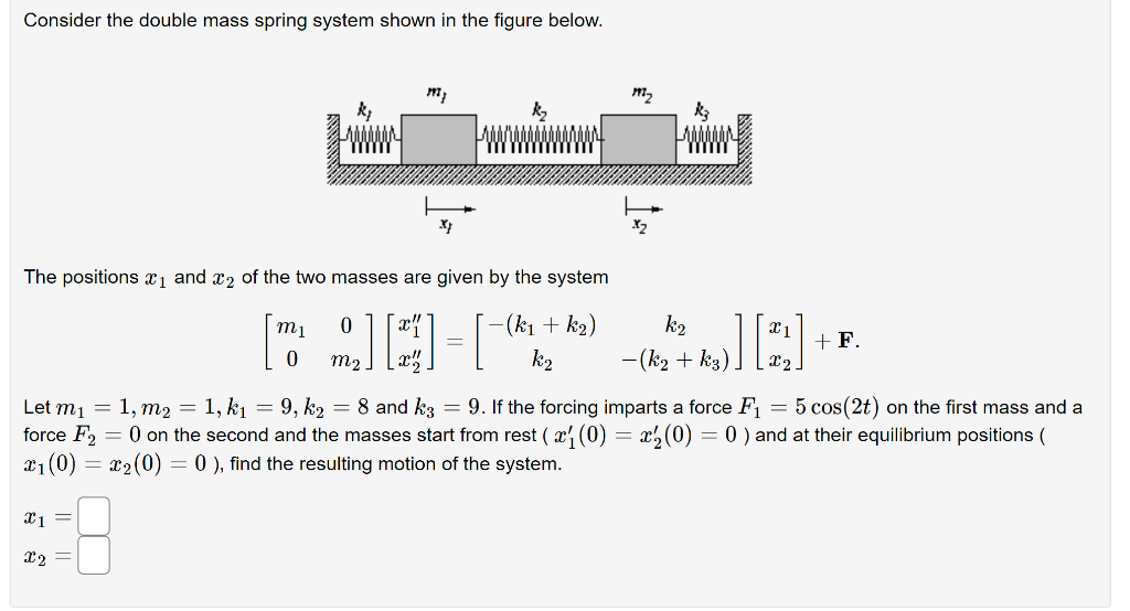Solved Consider the double mass spring system shown in the | Chegg.com