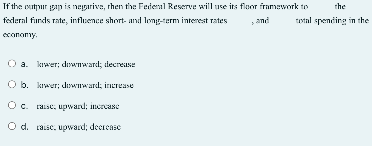 Solved If the output gap is negative, then the Federal | Chegg.com