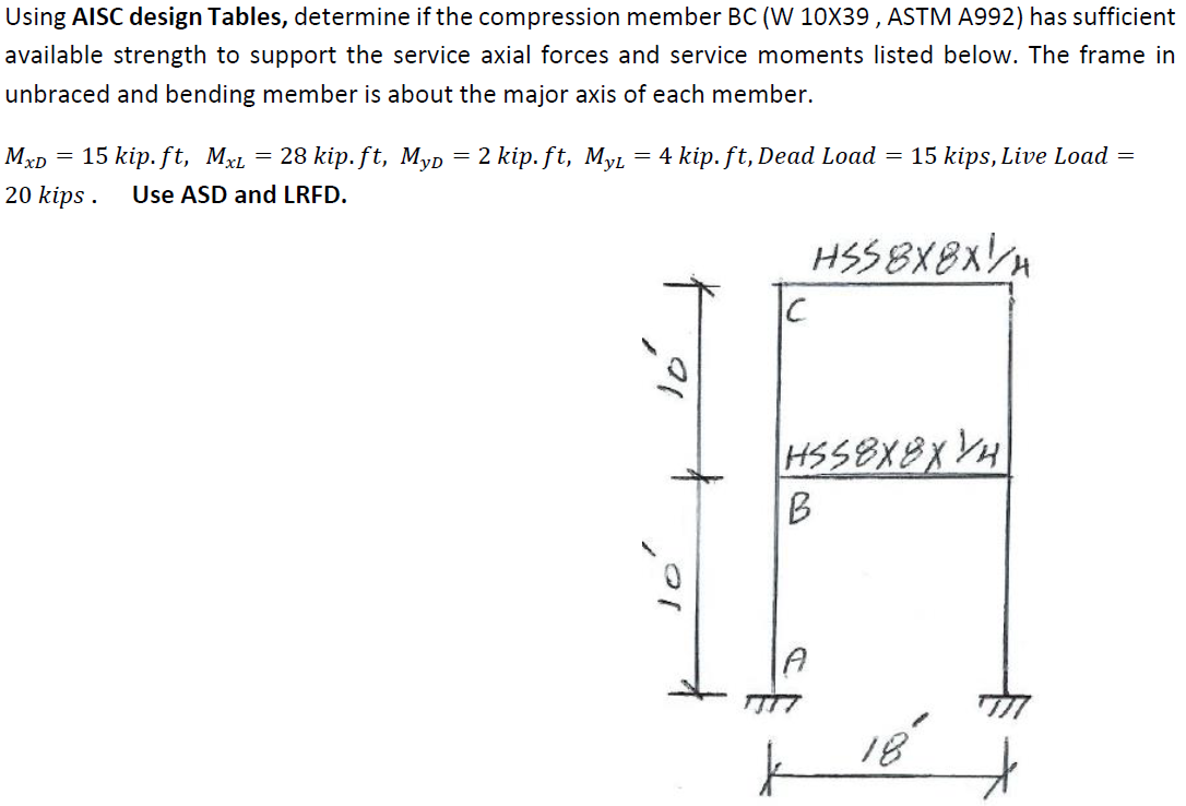 Using AISC design Tables, determine if the | Chegg.com
