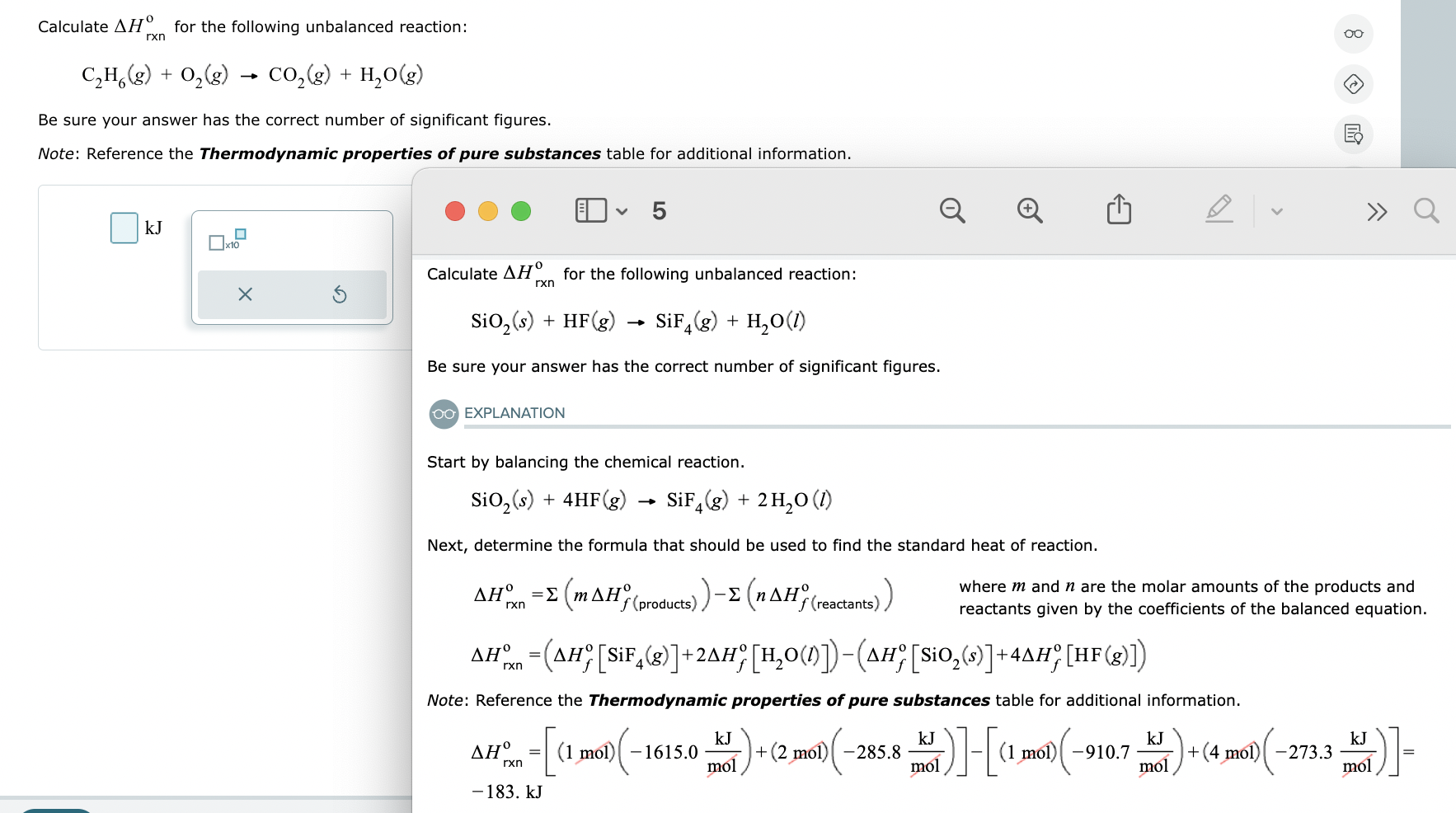 Solved Please solve the equation at the top based on the | Chegg.com