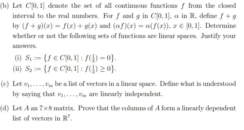 Solved (b) Let C[0,1] denote the set of all continuous | Chegg.com