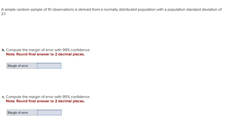 Solved A simple random sample of 10 ﻿observations is derived | Chegg.com