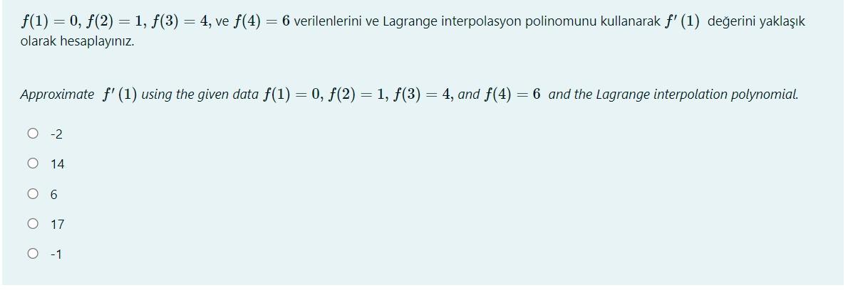 Solved 6 verilenlerini ve Lagrange interpolasyon polinomunu | Chegg.com