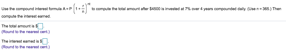 Solved Use the compound interest formula A to compute the | Chegg.com